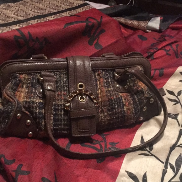 kathy ireland | Bags | Brown Fall Colors Plaid Purse | Poshmark